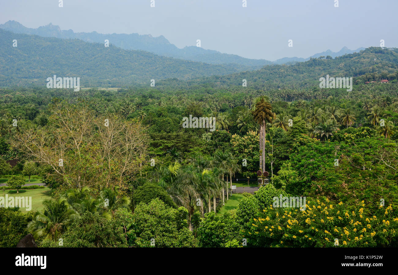 Mountain scenery near Borobudur Temple in Yogyakarta, Indonesia Stock ...