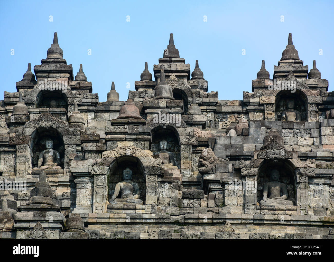 Details of Borobudur Temple on Java, Indonesia. Built in the 9th ...