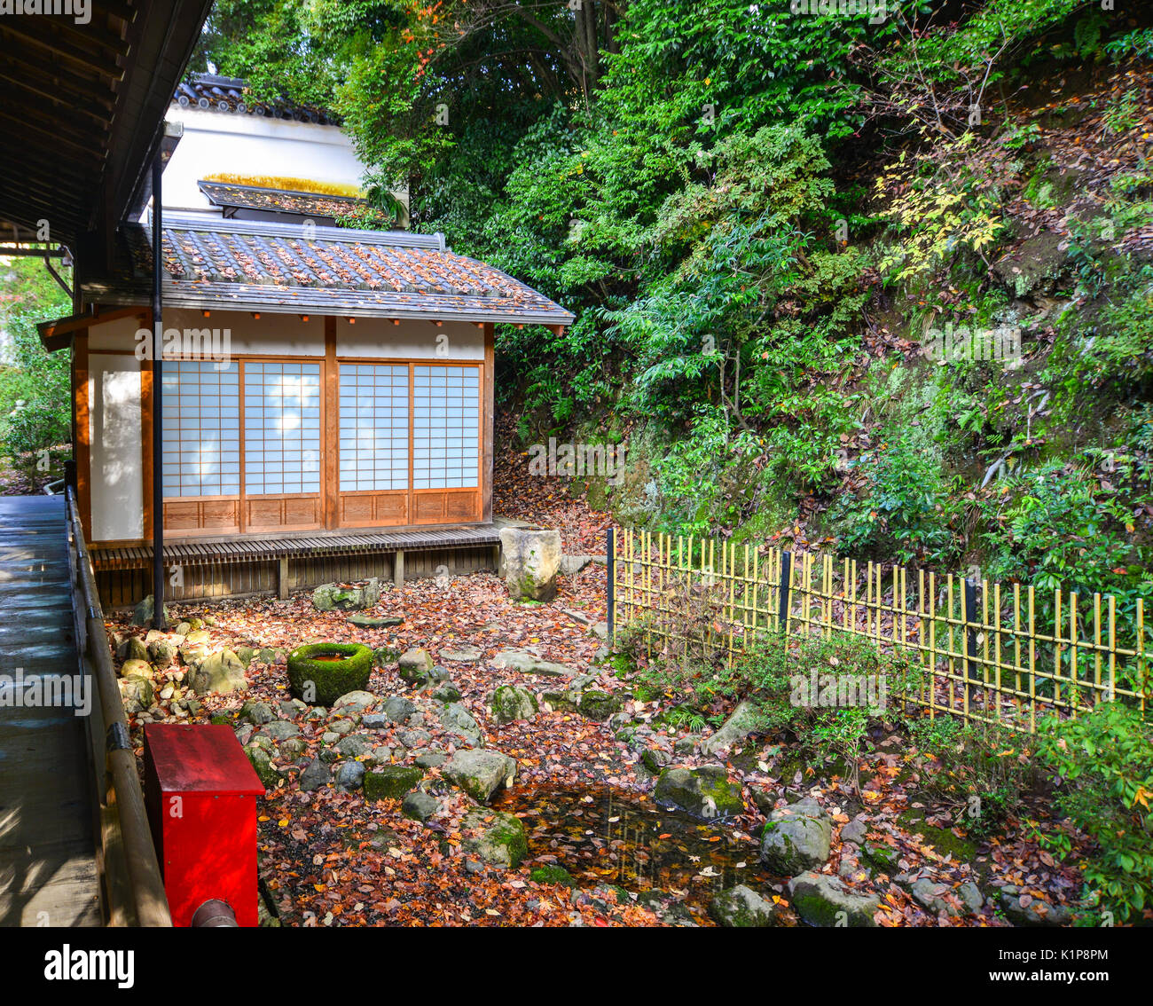 Japanese wooden house at the autumn forest in Kyoto, Japan Stock Photo ...