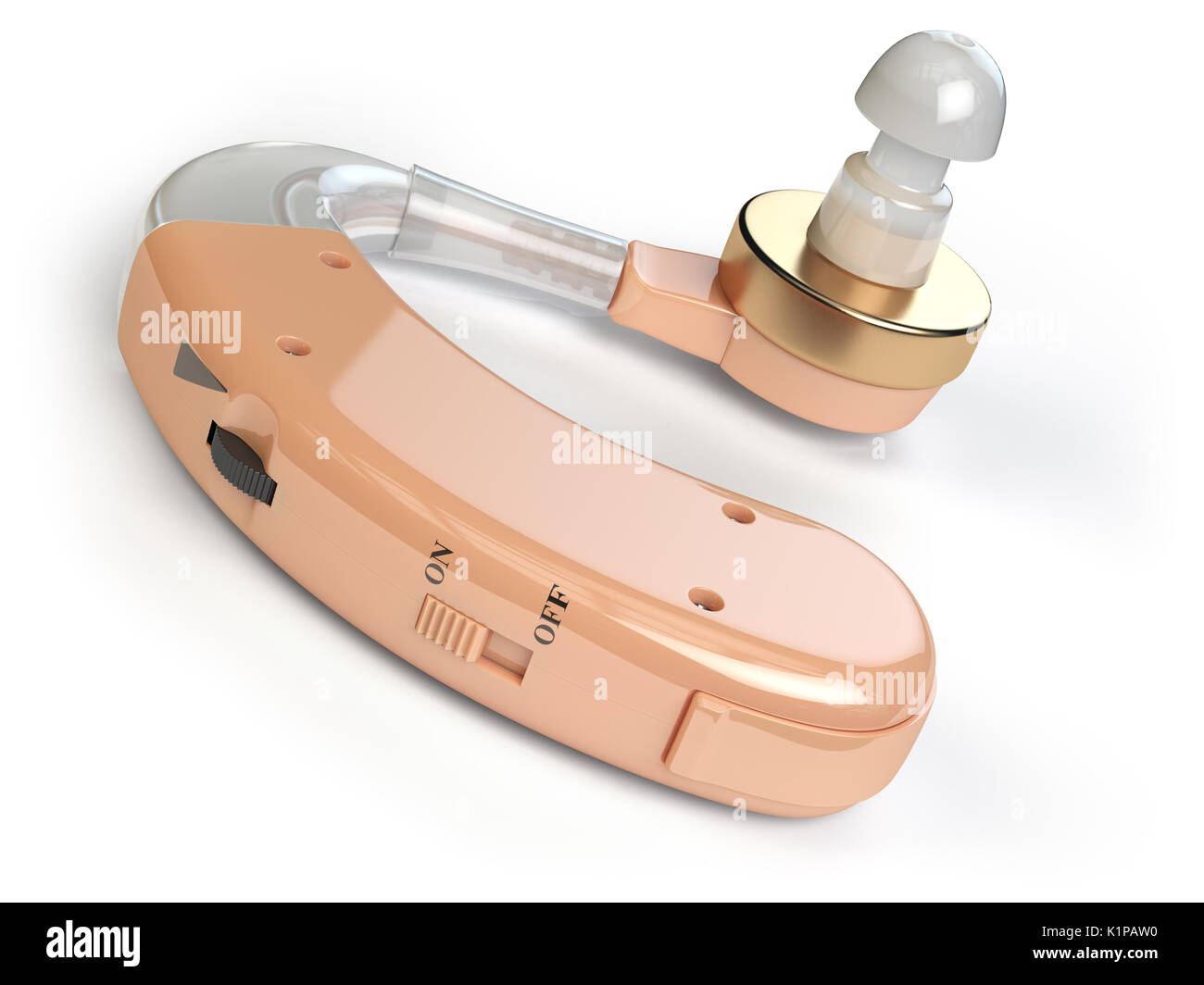 Hearing aid on white isolated background. Deaf ear aid. 3d illustration ...