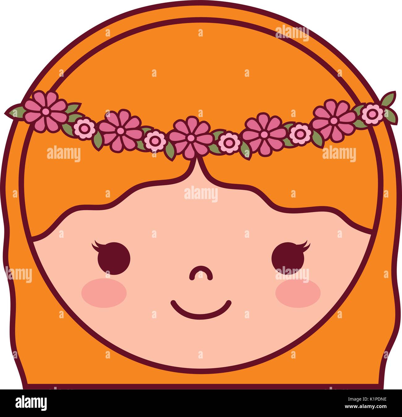 Cartoon Woman Face Icon Over White Background Colorful Design Vector