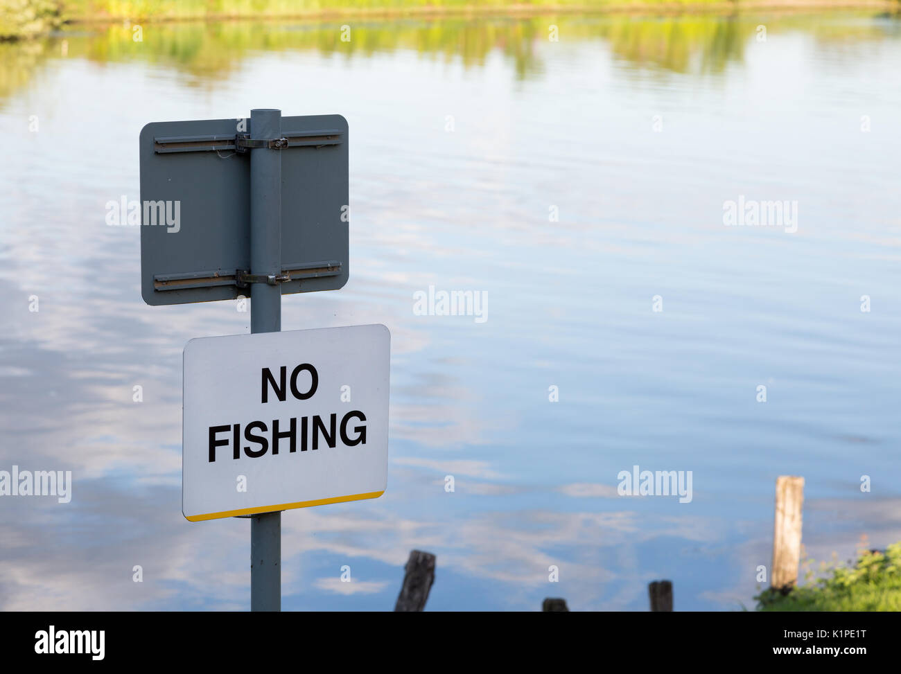 No fishing sign at the side of the River Thames Stock Photo - Alamy