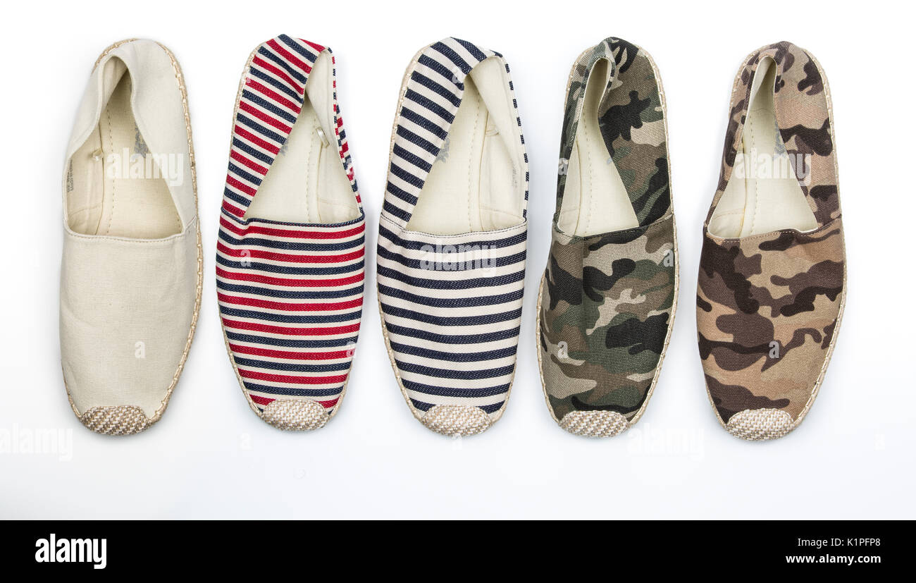 Four different colors of Platform Slipper Espadrille Flats shot from ...