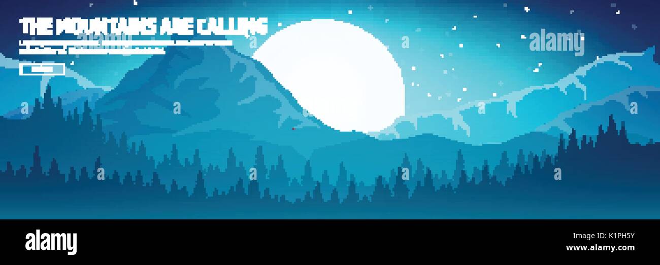 Mountains and forest header. Wild nature landscape. Travel and ...