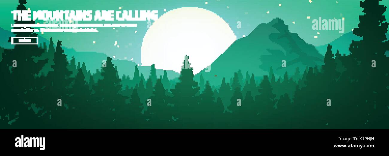 Mountains and forest header. Wild nature landscape. Travel and ...