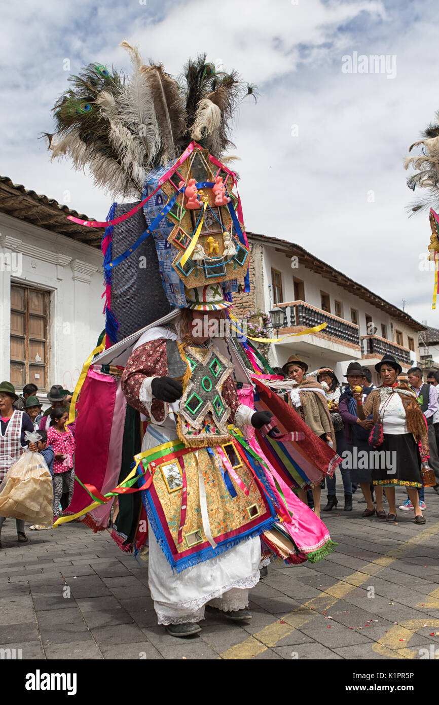 June 18, 2017 Pujili, Ecuador: indigenous kichwa man in colourful ...
