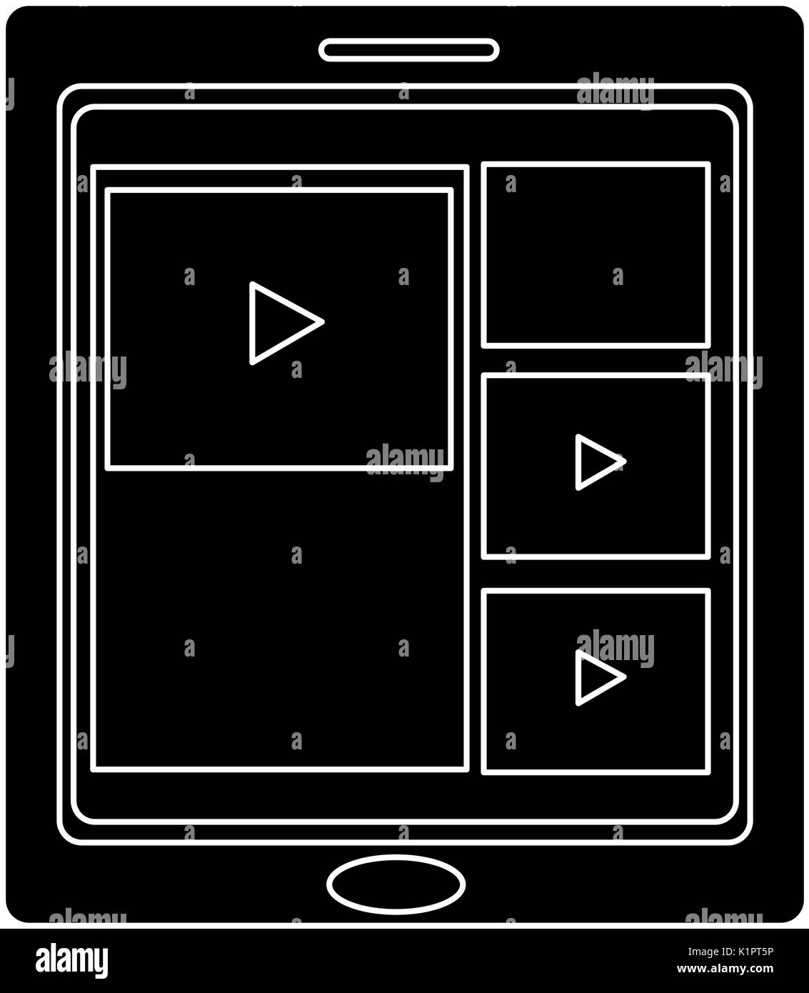tablet touch with video player on the screen streaming vector ...
