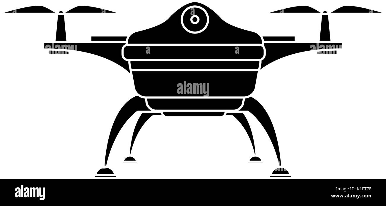 drone with action camera front view technology vector illustration ...