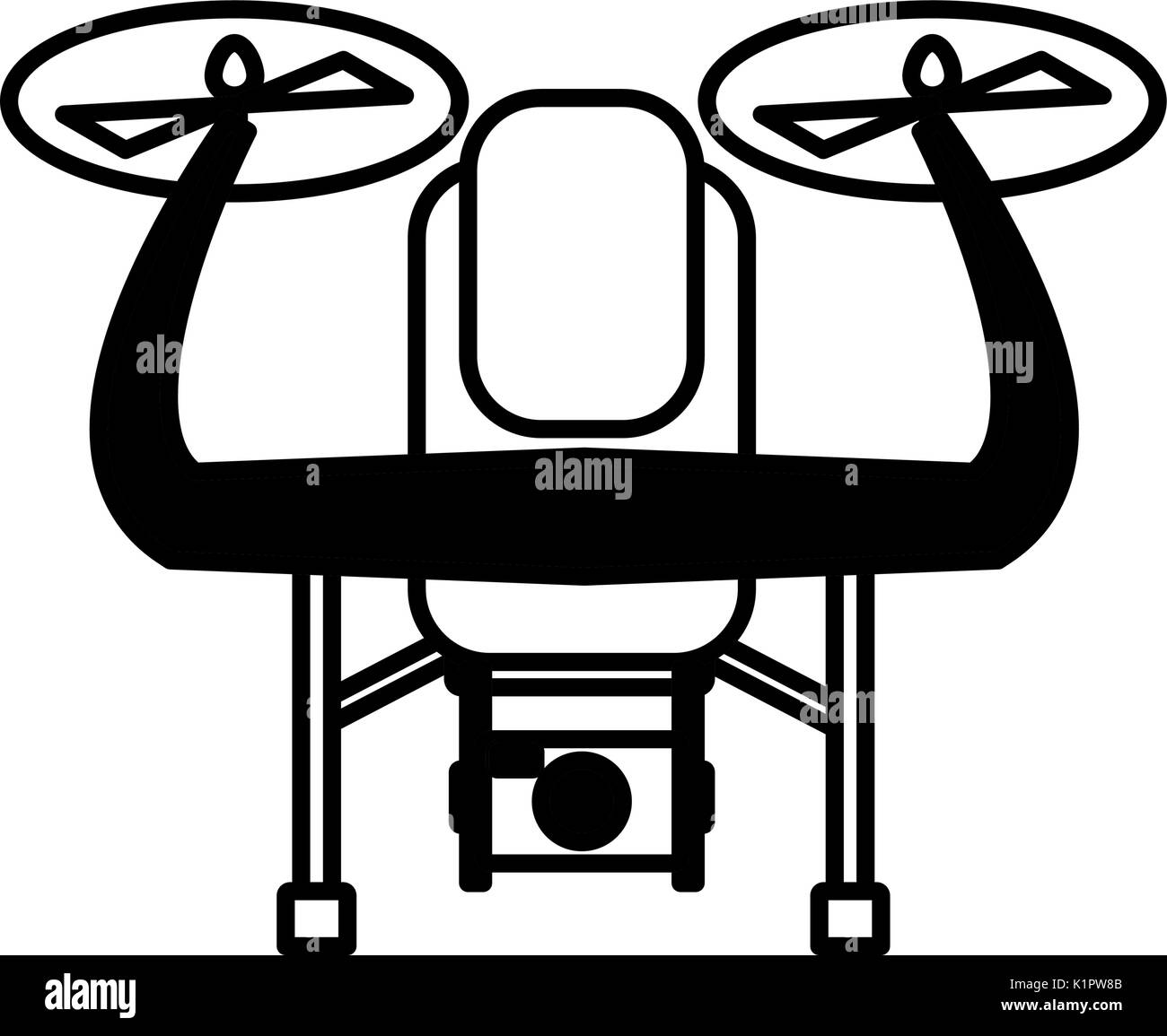 drone with action camera front view technology vector illustration ...