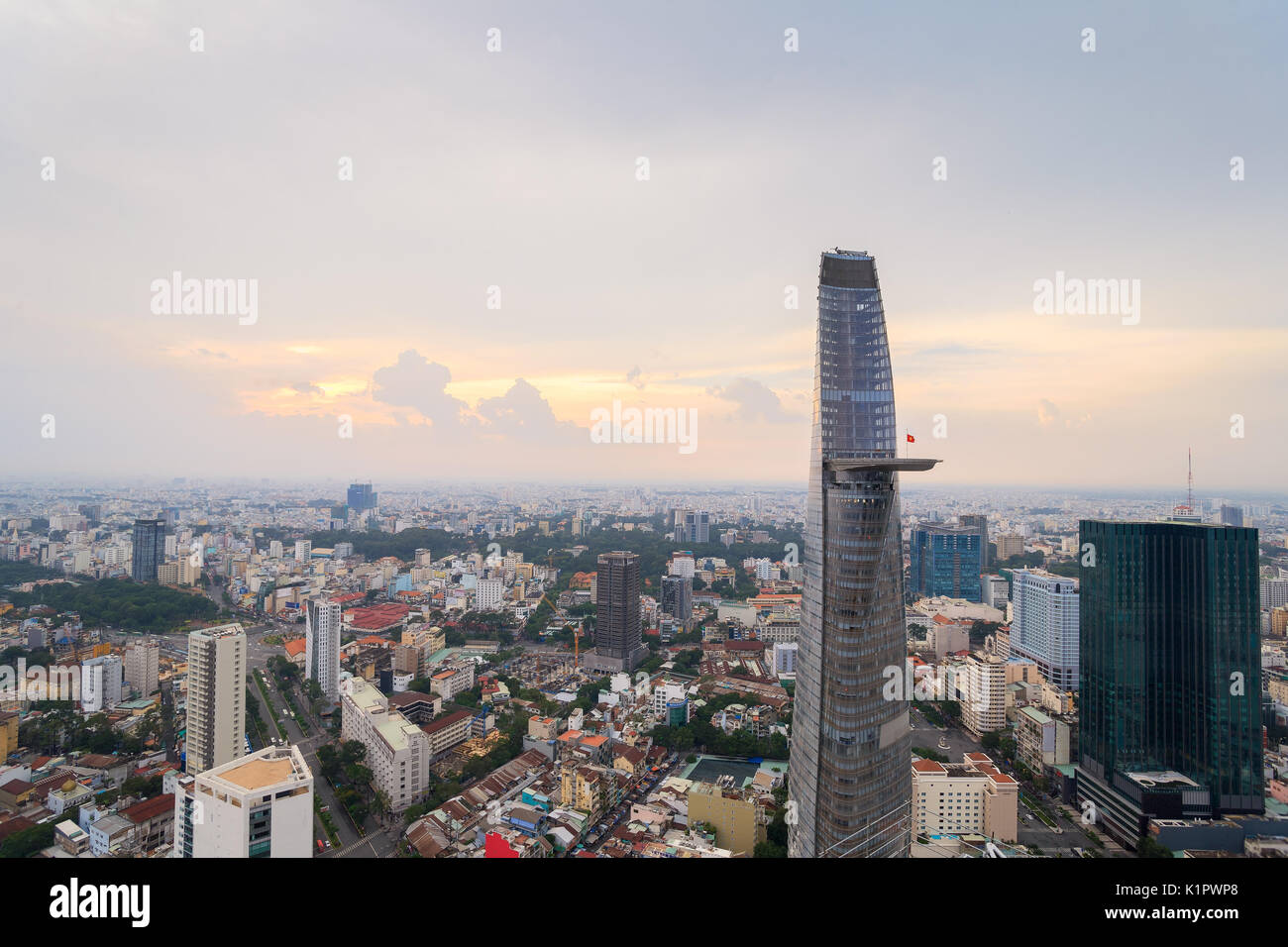 Panoramic view of Ho Chi Minh city (or Saigon) in sunset, Vietnam ...