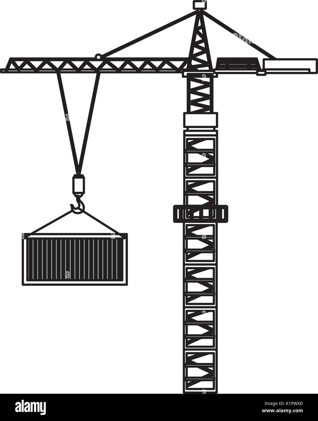 industrial crane loading container cargo terminal element vector ...