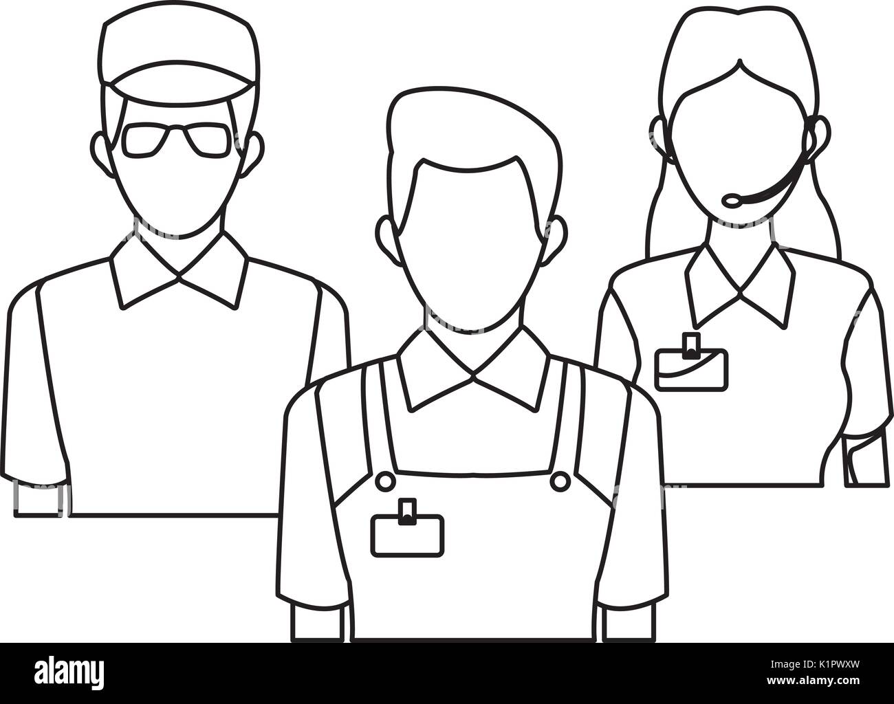 delivery company male and female staff vector illustration Stock Vector ...