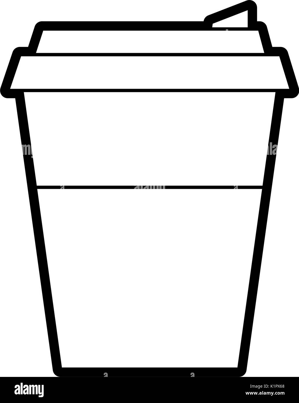 Flat line uncolored cup over white background vector illustration Stock ...