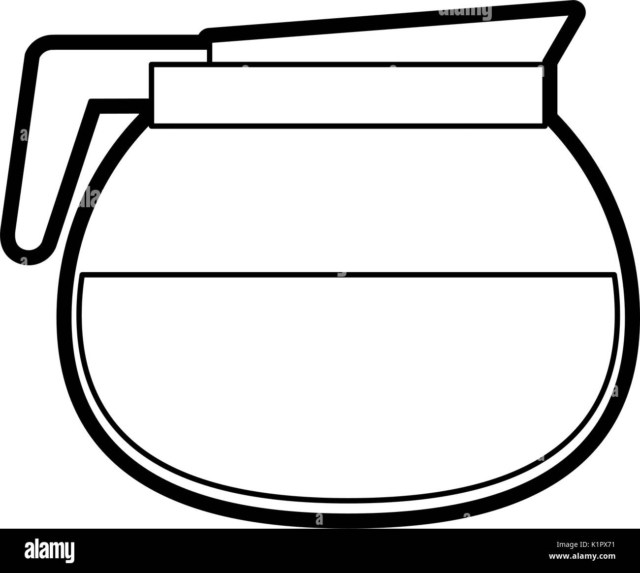 Flat line jug uncolored over white background vector illustration Stock ...