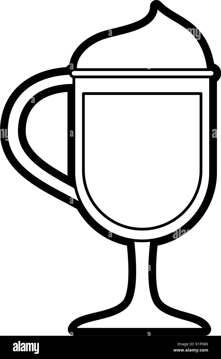 Flat line uncolored glass over white background vector illustration ...