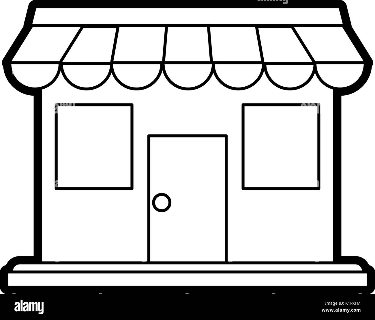 Flat line uncolored house over white background vector illustration ...