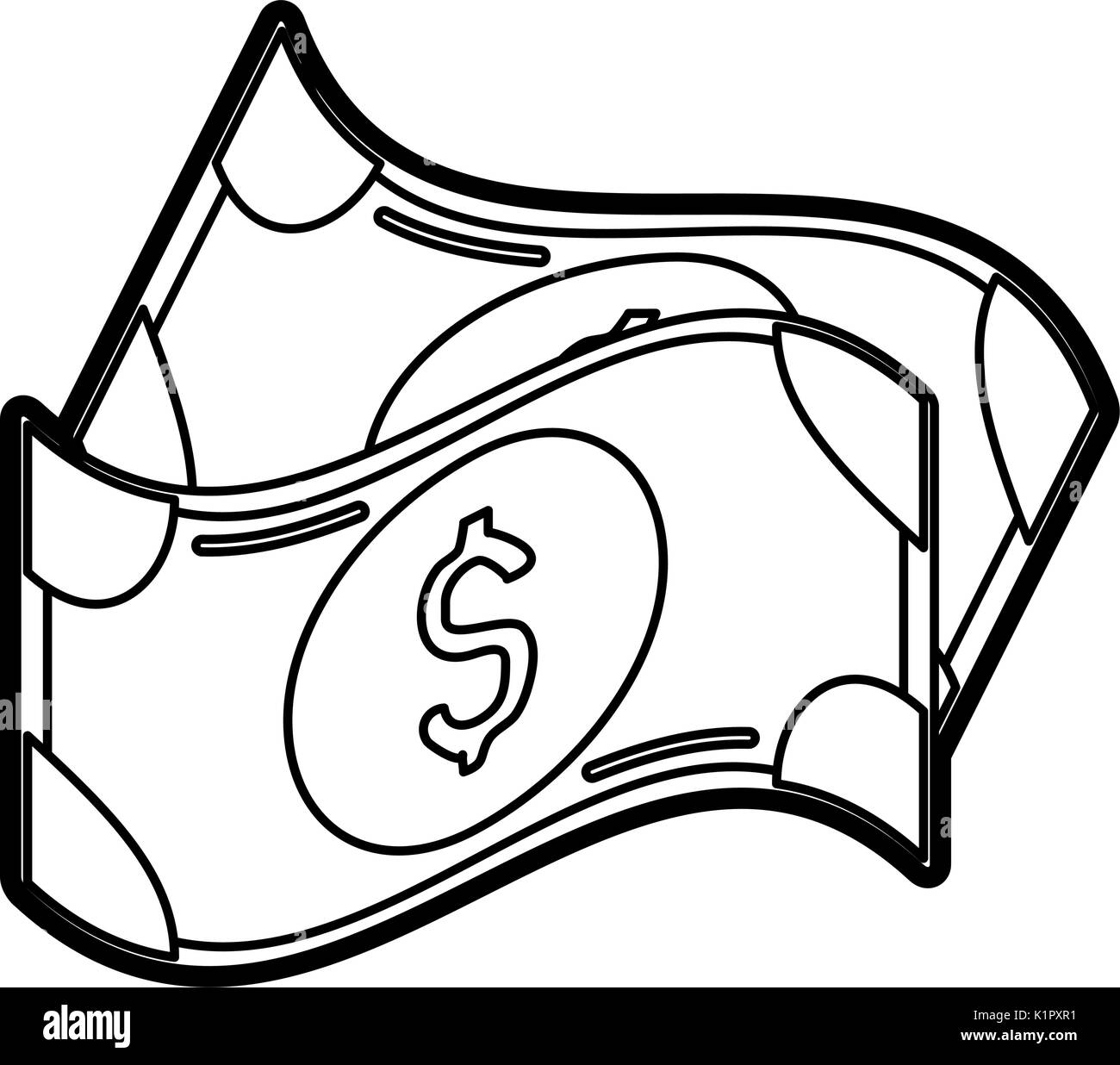 Flat line uncolored money over white background vector illustration ...