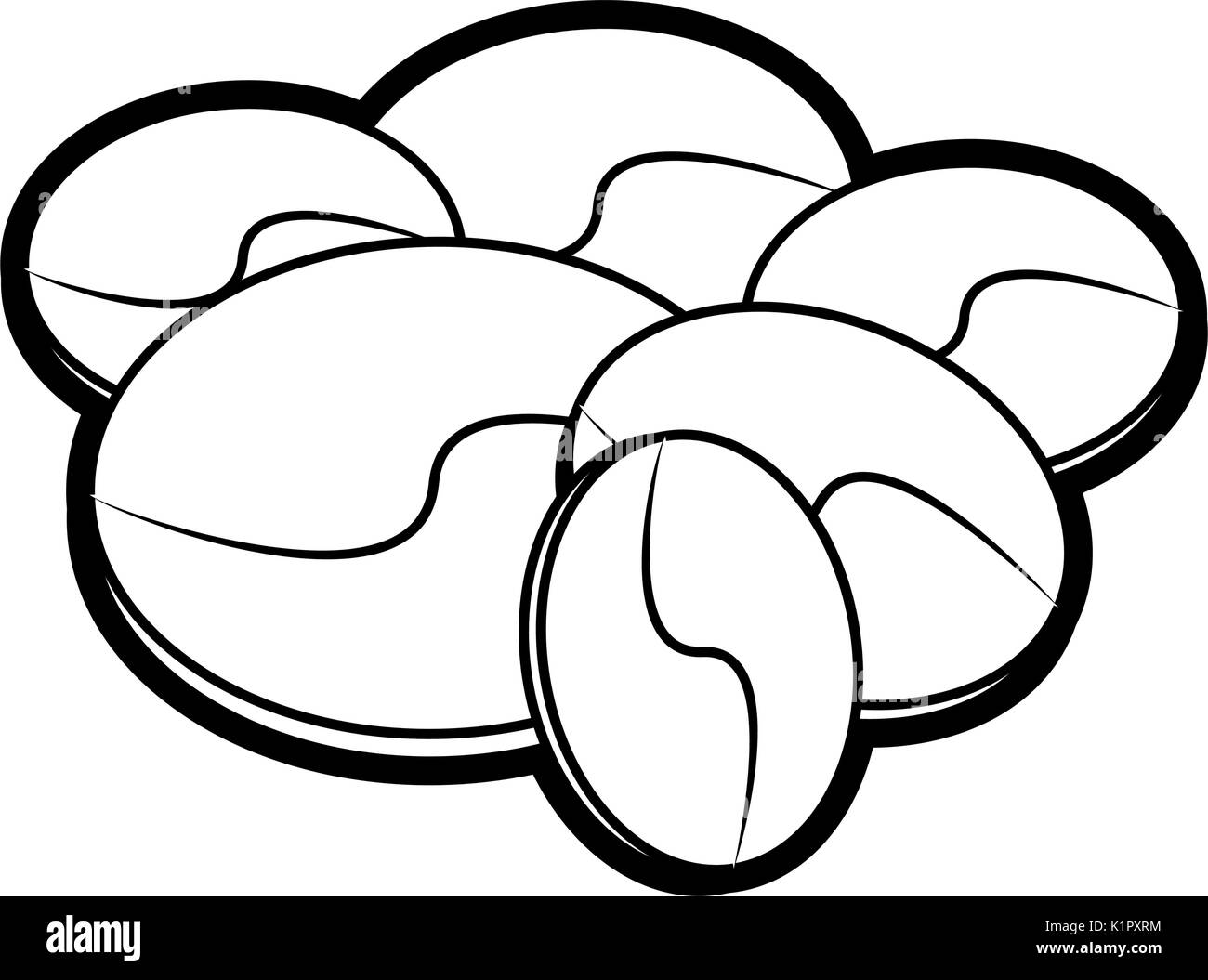 Flat line uncolored coffee bean over white background vector ...