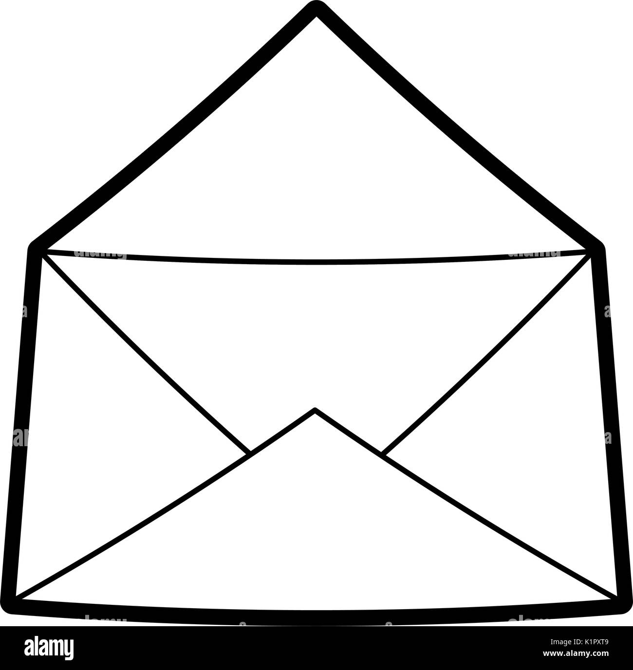 Flat line uncolored mail and envelope over white background vector ...