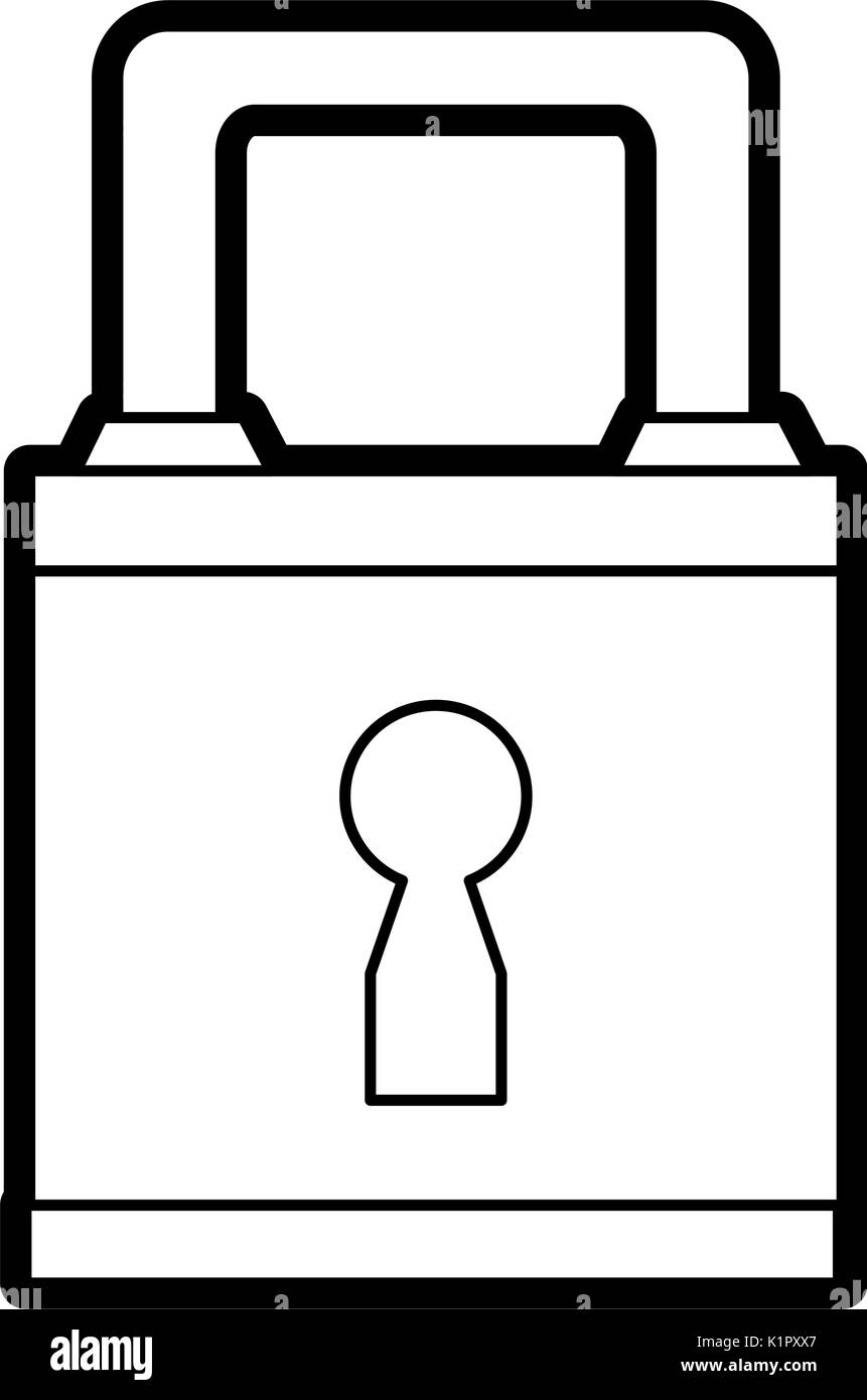 Flat line uncolored padlock over white background vector illustration ...
