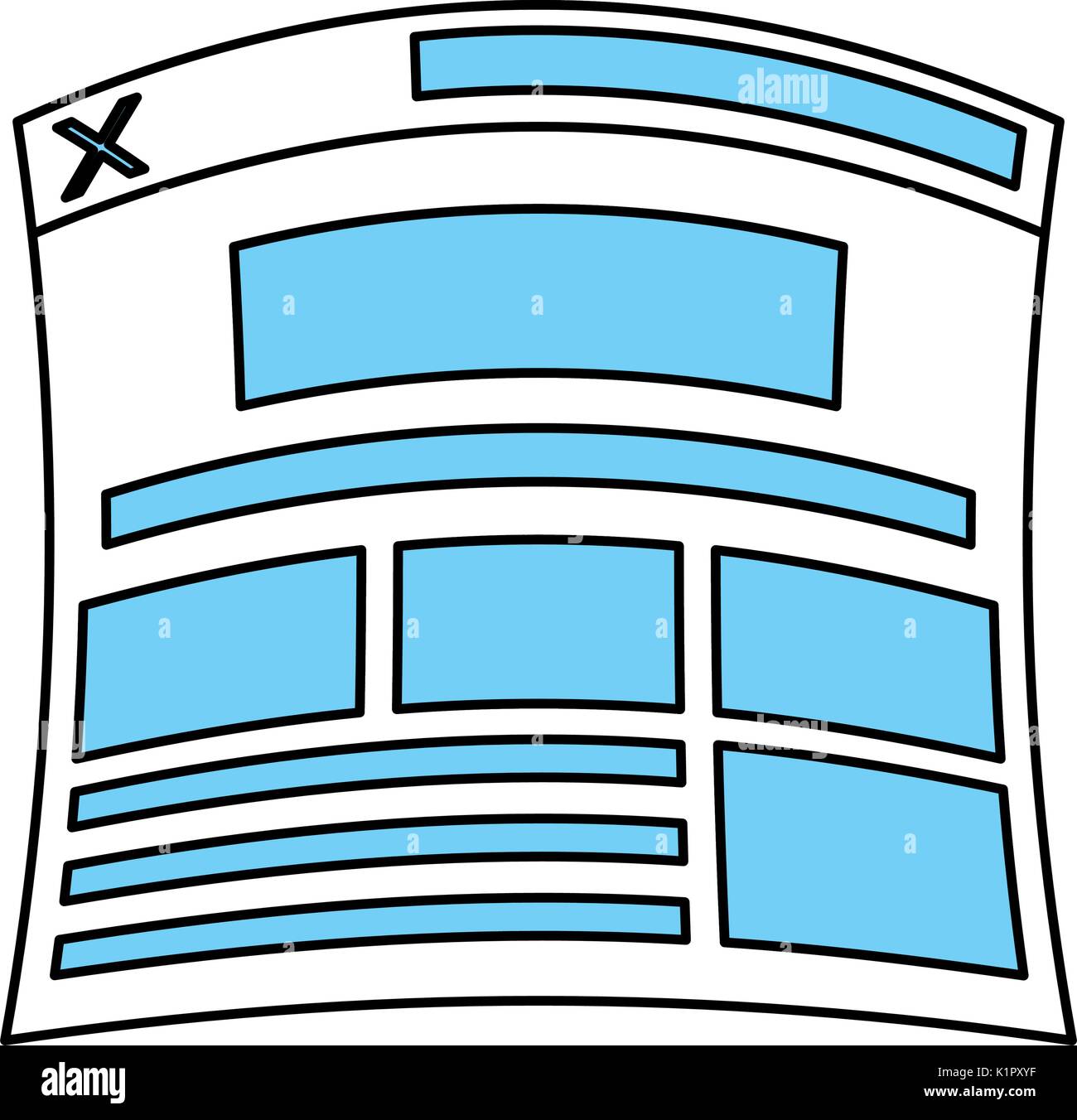 Flat line monocromatic newspaper over white background vector ...