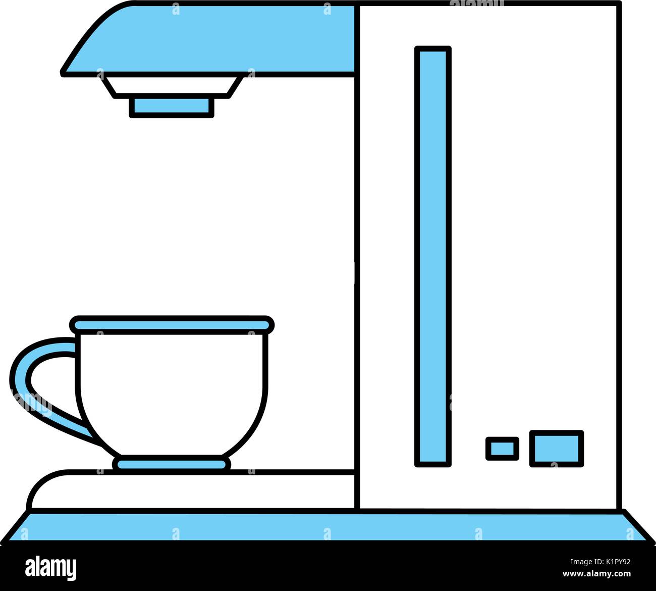 Monocromatic coffee making machine over white background vector ...