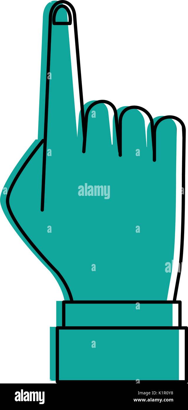 hand with index finger up icon image vector illustration design blue ...