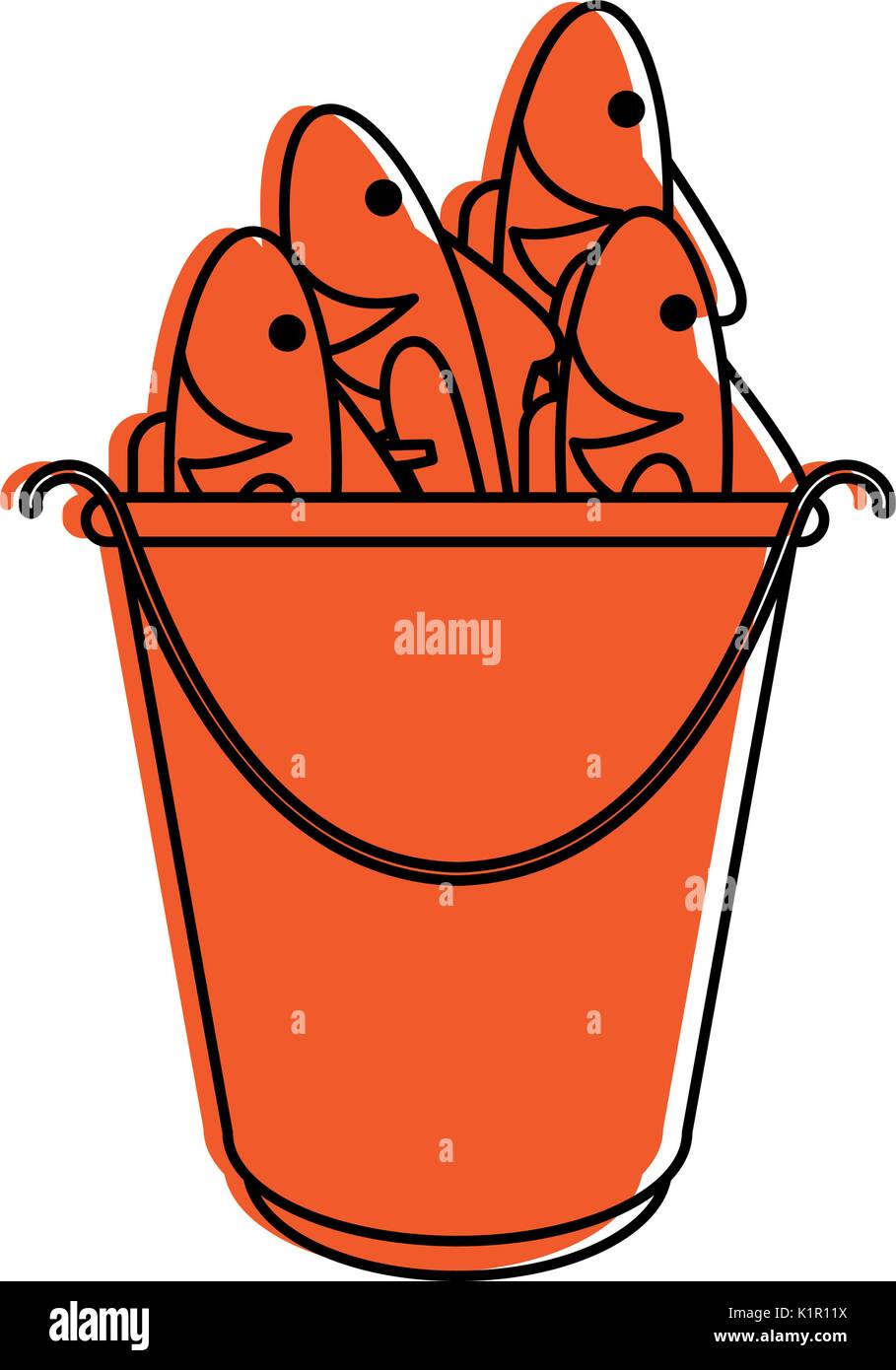 cartoon fish bait in bucket icon image vector illustration design ...