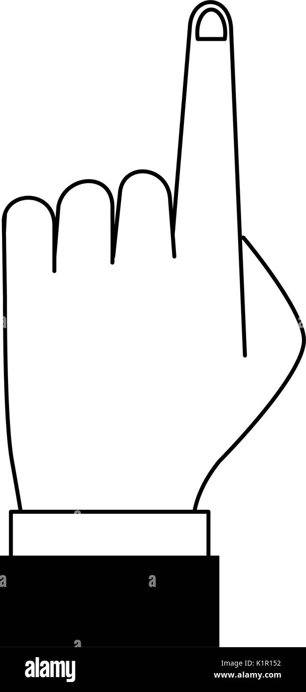 hand with index finger up icon image vector illustration design black ...
