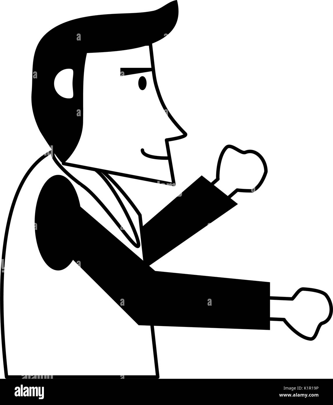 happy man sideview icon image vector illustration design black and ...