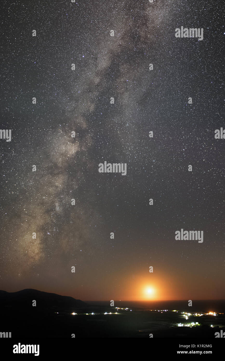 Night sky with Milky Way setting to the Libyan sea Stock Photo - Alamy