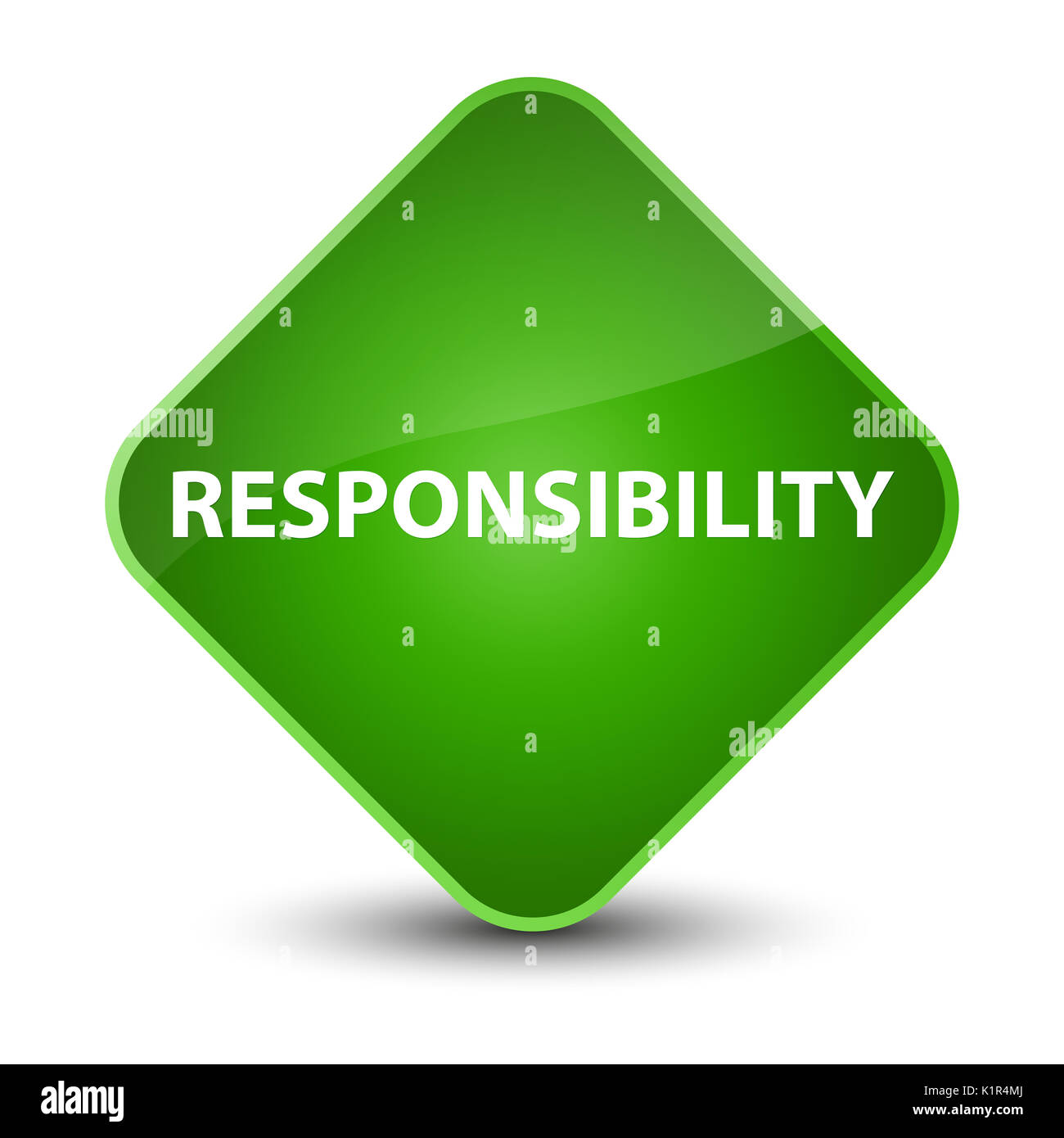 Responsibility isolated on elegant green diamond button abstract ...