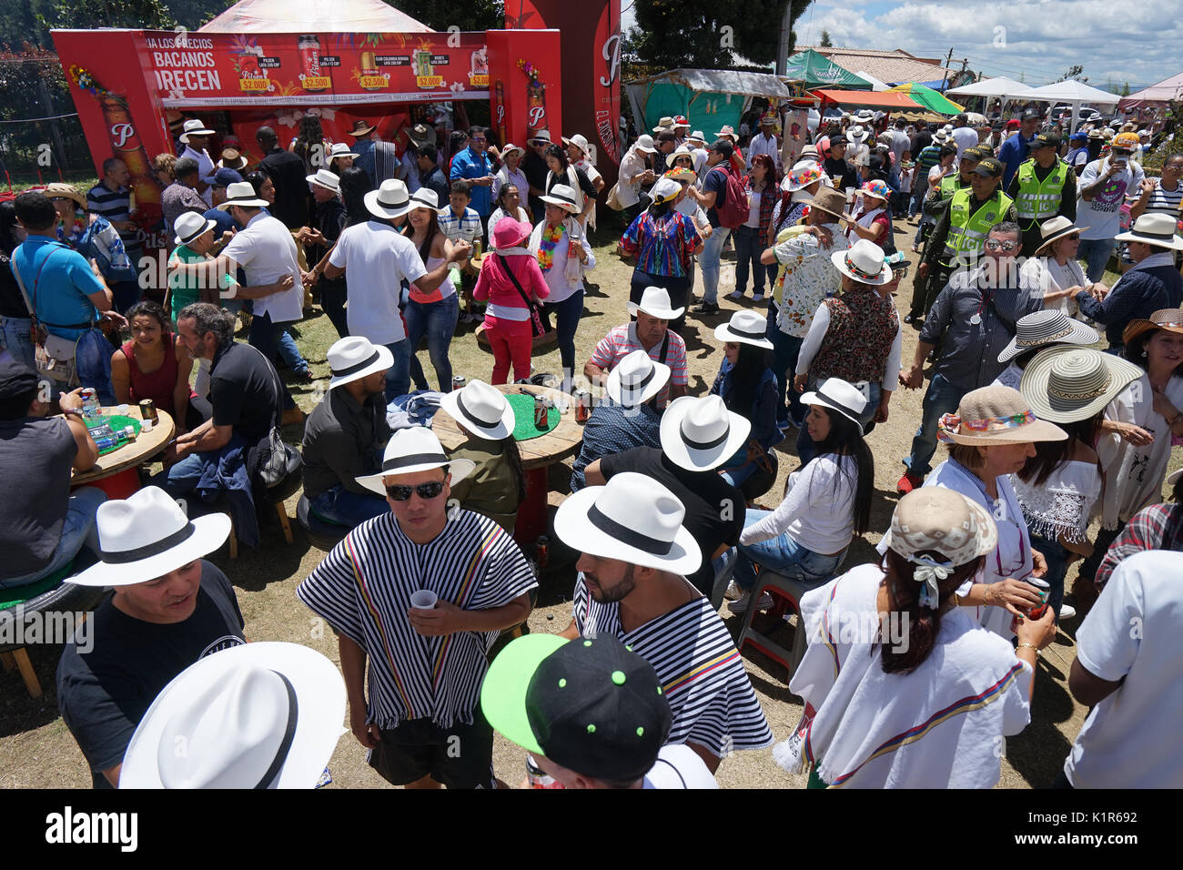 August 6, 2017 Medellin, Colombia: tourists party outdoors during the ...