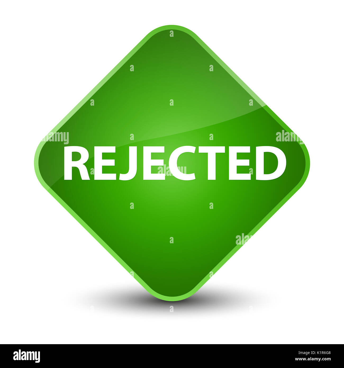 Rejected isolated on elegant green diamond button abstract illustration ...