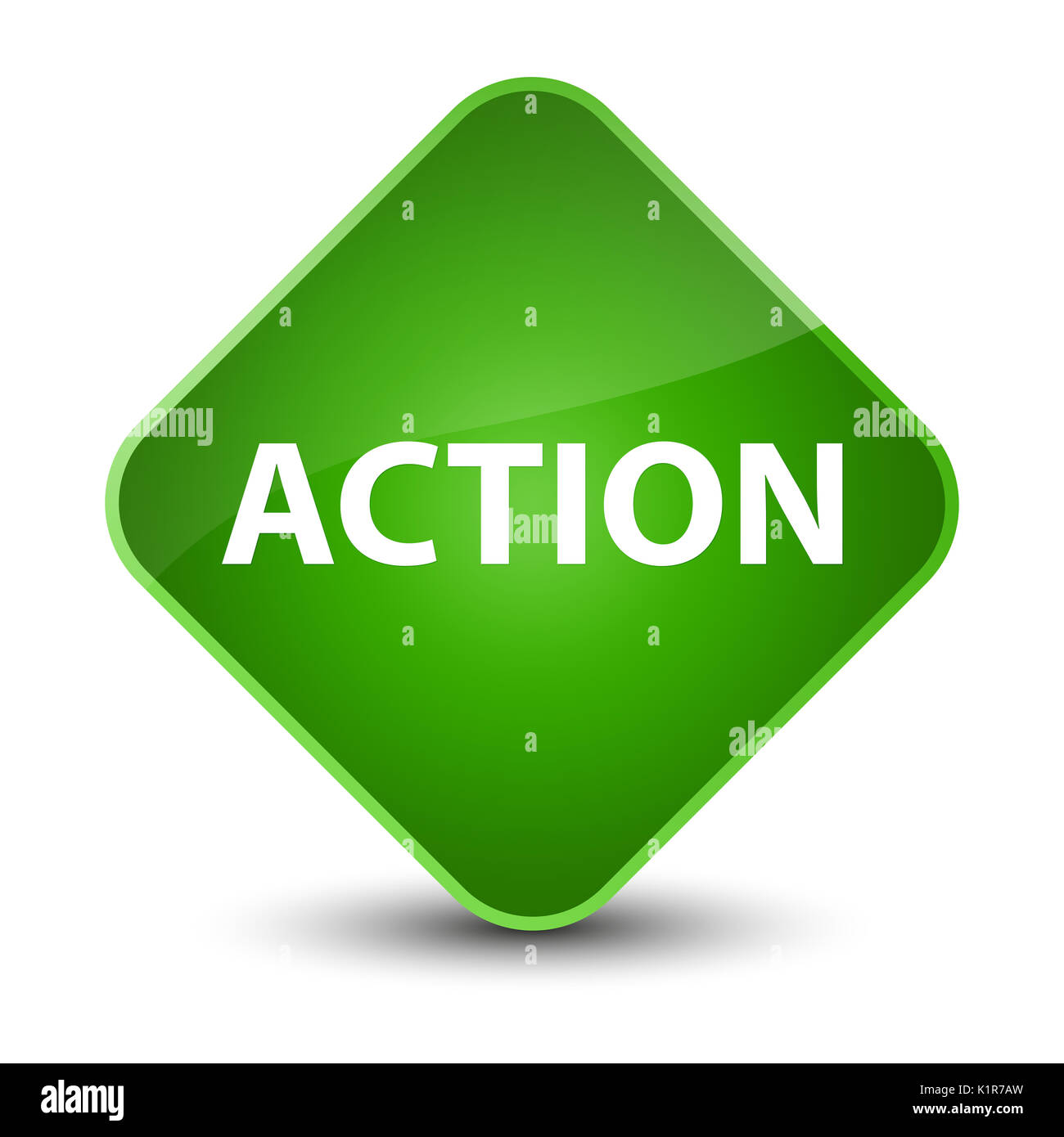 Action isolated on elegant green diamond button abstract illustration ...