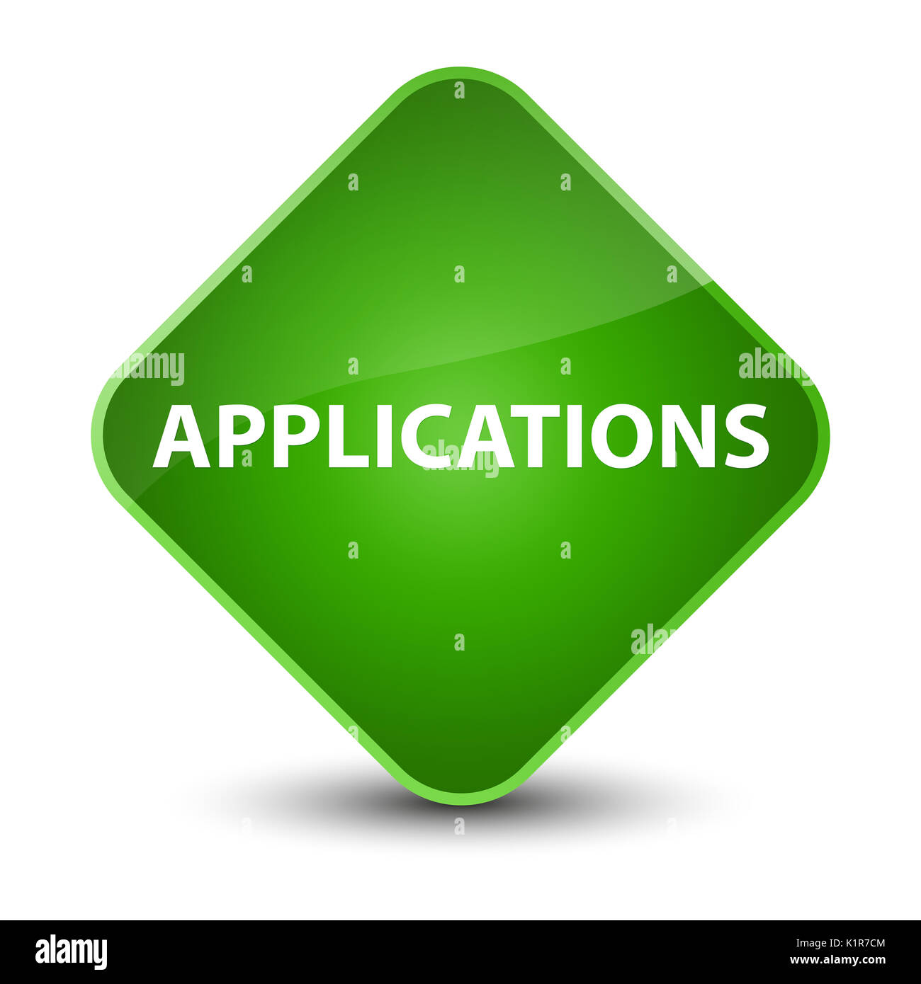 Applications isolated on elegant green diamond button abstract ...