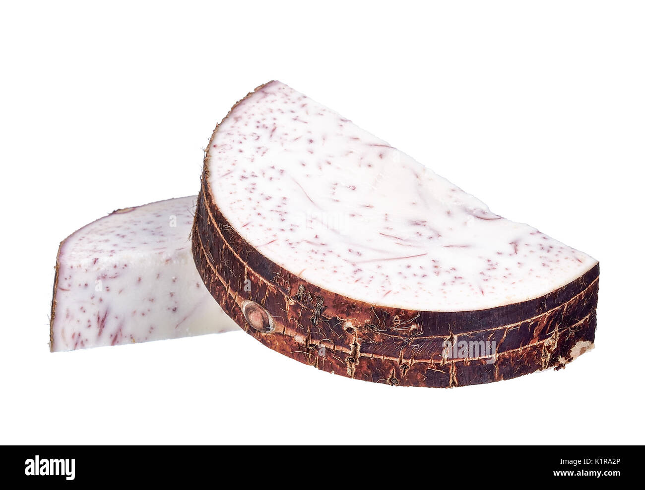 Slice of Taro isolated on white background Stock Photo - Alamy