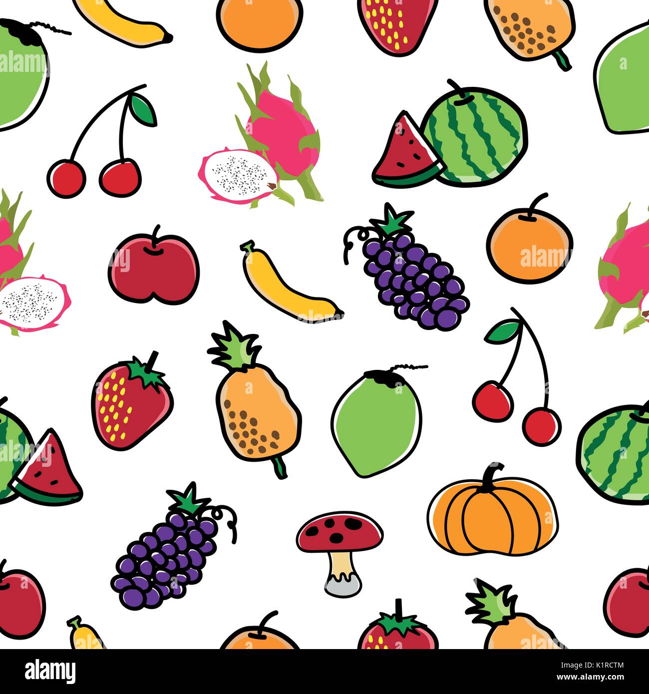 Fruit and Vegetable Pattern Seamless background vector illustration ...