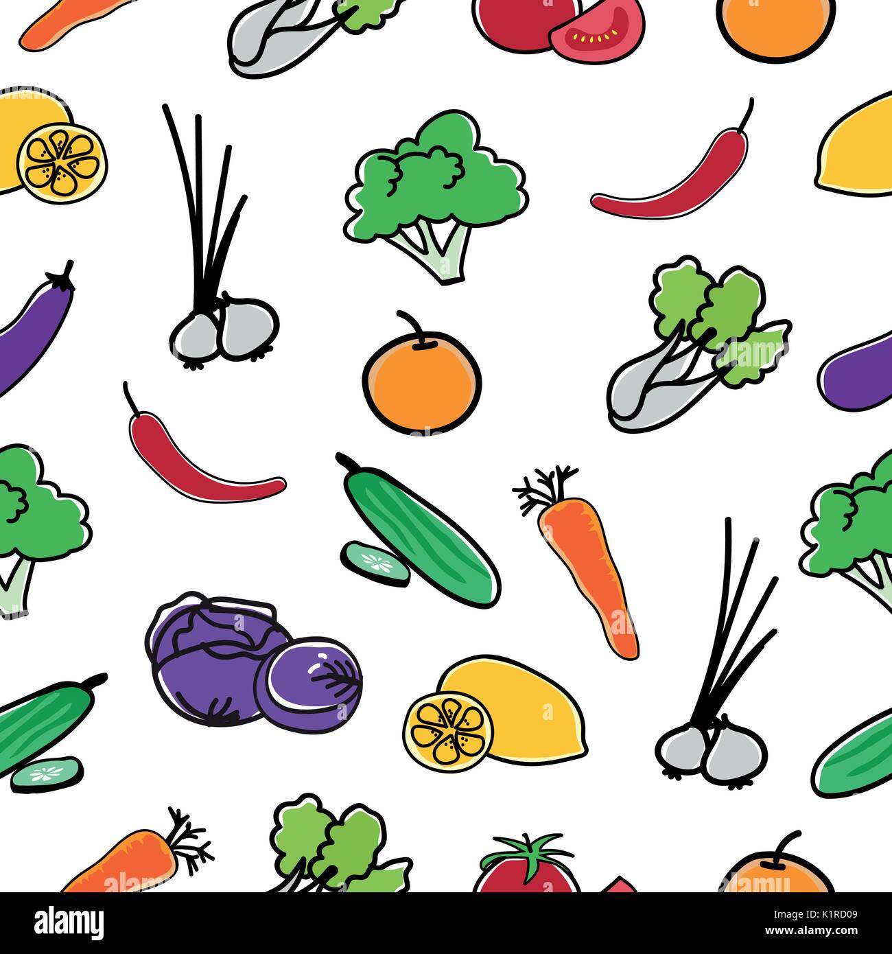 Vegetable Pattern Seamless background vector illustration Stock Vector ...