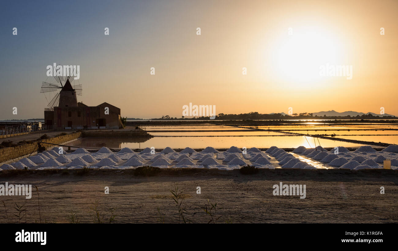 Marsala (Italy) - "Saline dello Stagnone", windmills at the Salt Lake ...