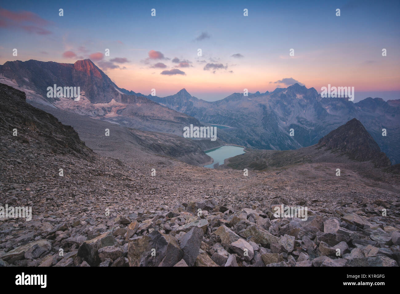 Mount Adamello at dawn, Brescia province, Lombardy, Italy Stock Photo ...