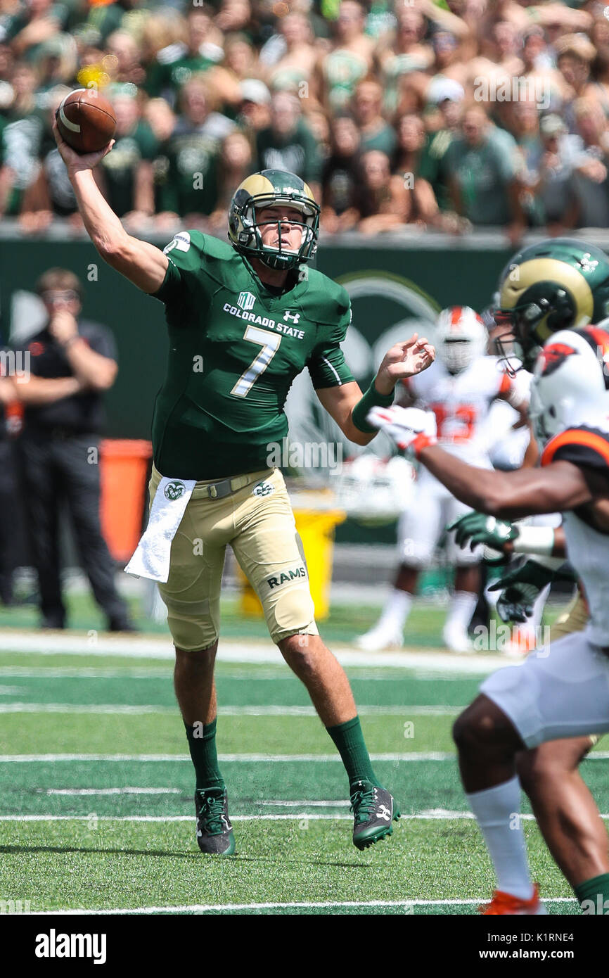 August 26, 2017: Colorado State QB Nick Stevens throws a pass against ...