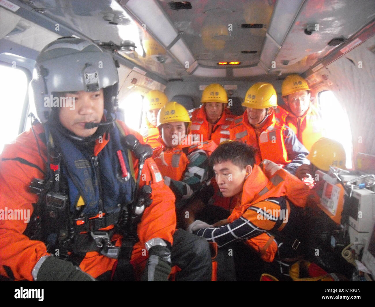 Hong Kong. 27th Aug, 2017. Members of Government Flying Service rescue ...