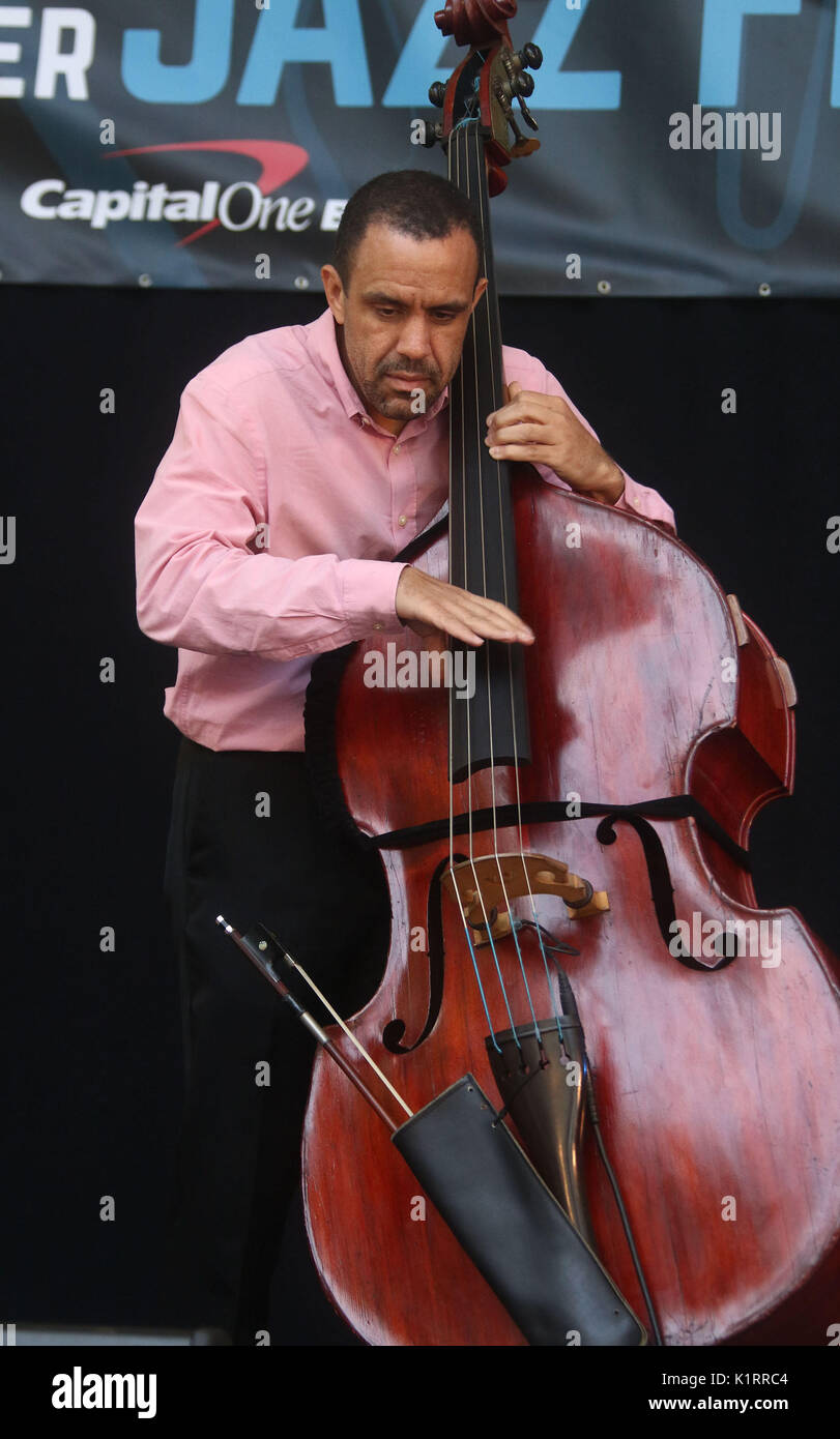 New York, New York, USA. 26th Aug, 2017. Jazz bass player PAUL BEAUDRY ...