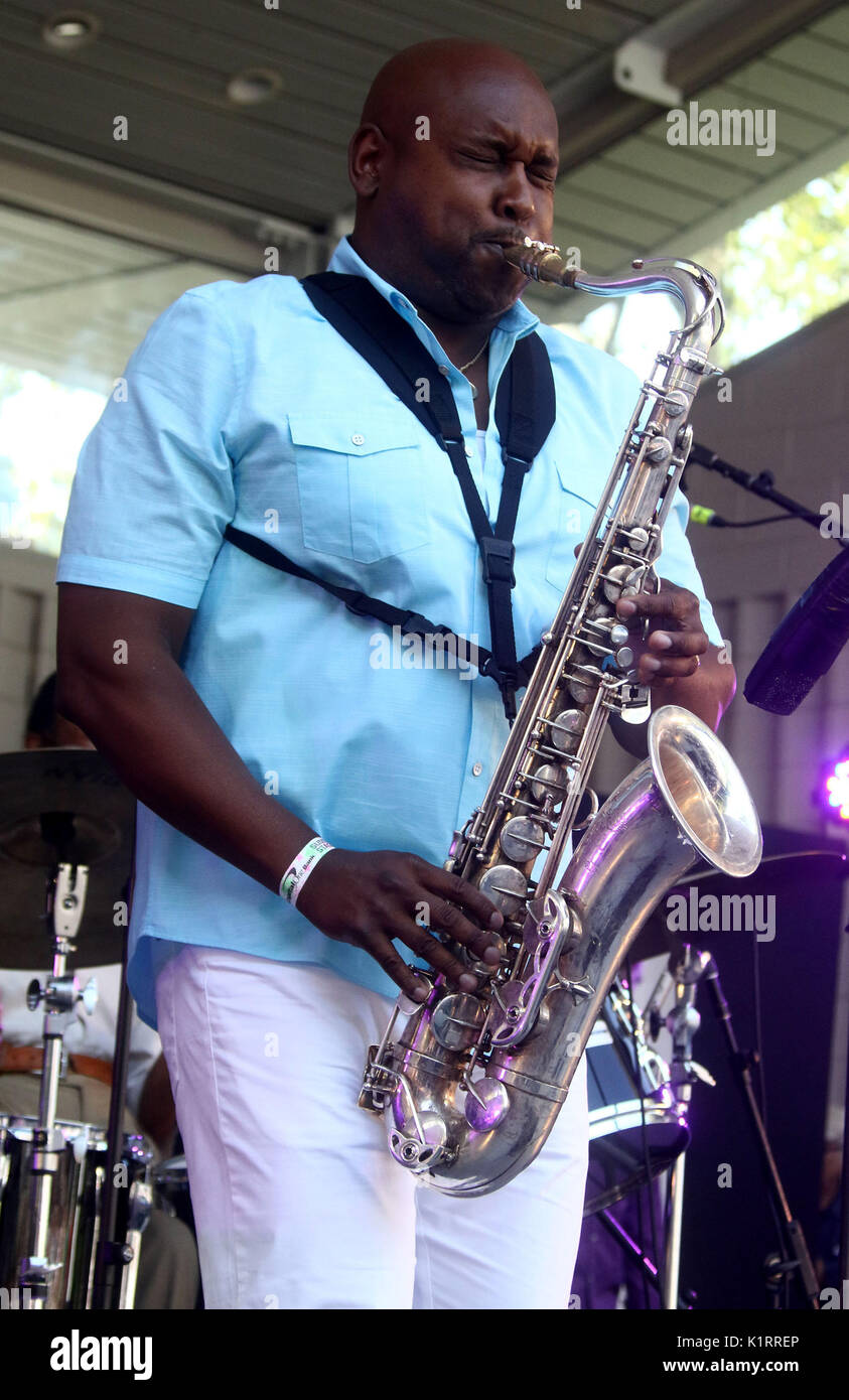 New York, New York, USA. 26th Aug, 2017. Jazz saxophonist ABRAHAM ...