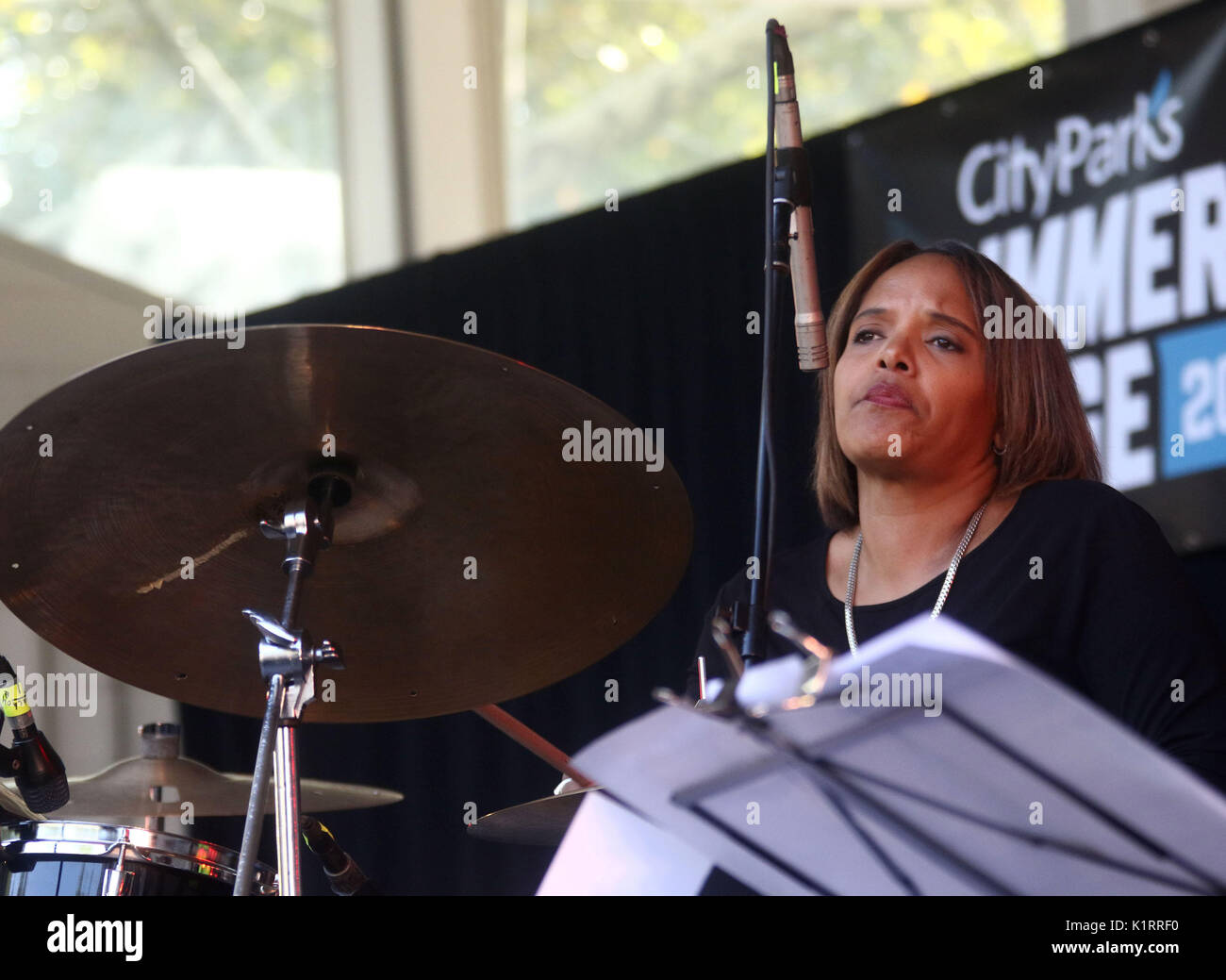 New York, New York, USA. 26th Aug, 2017. Jazz drummer TERRI LYNN ...