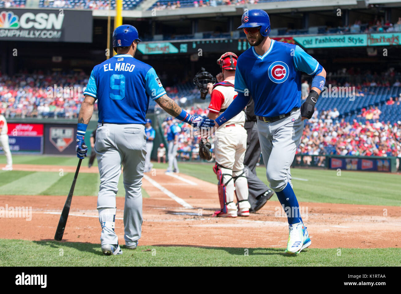 August 27, 2017: Chicago Cubs third baseman Kris Bryant (17) celebrates ...
