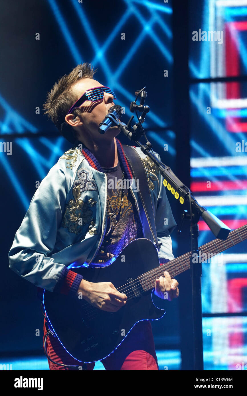 Reading, UK. 27th Aug, 2017. Matt Bellamy of Muse performing in the ...