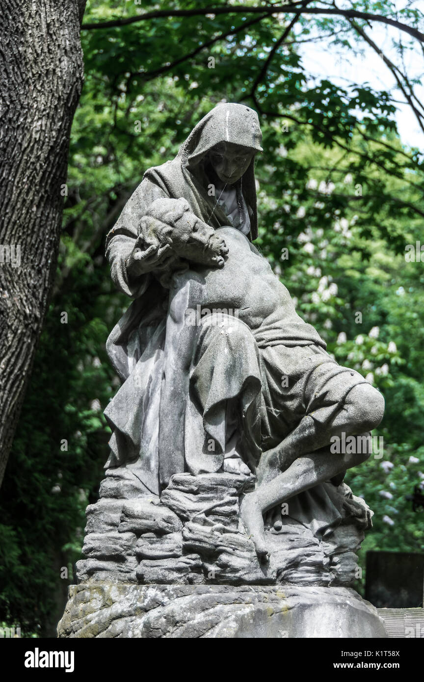 Sculpture of Virgin Mary with the dead body of Jesus at the Powazki ...