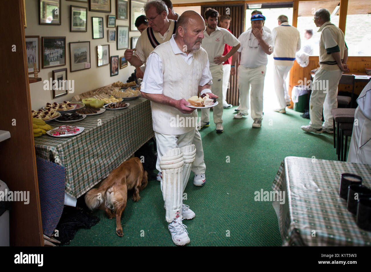 Embargoed to 0001 Monday August 28 Players take a tea break during the ...